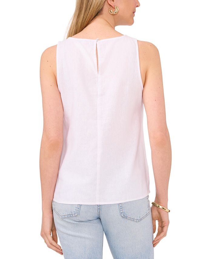 Vince Camuto Women's Linen-Blend Crewneck Sleeveless Tank Top - Macy's