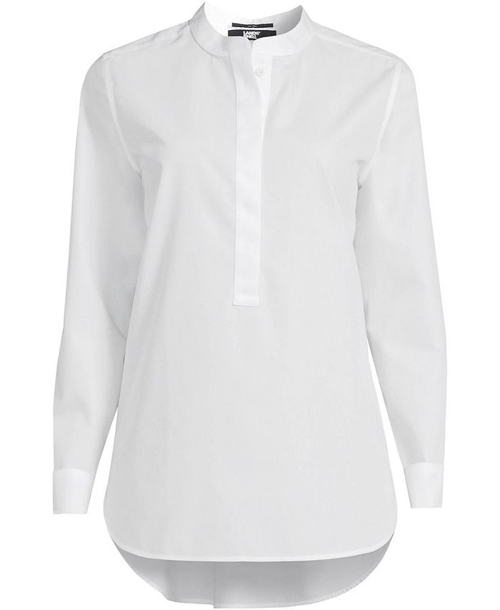 Lands' End Women's No Iron Banded Collar Popover Shirt - Macy's