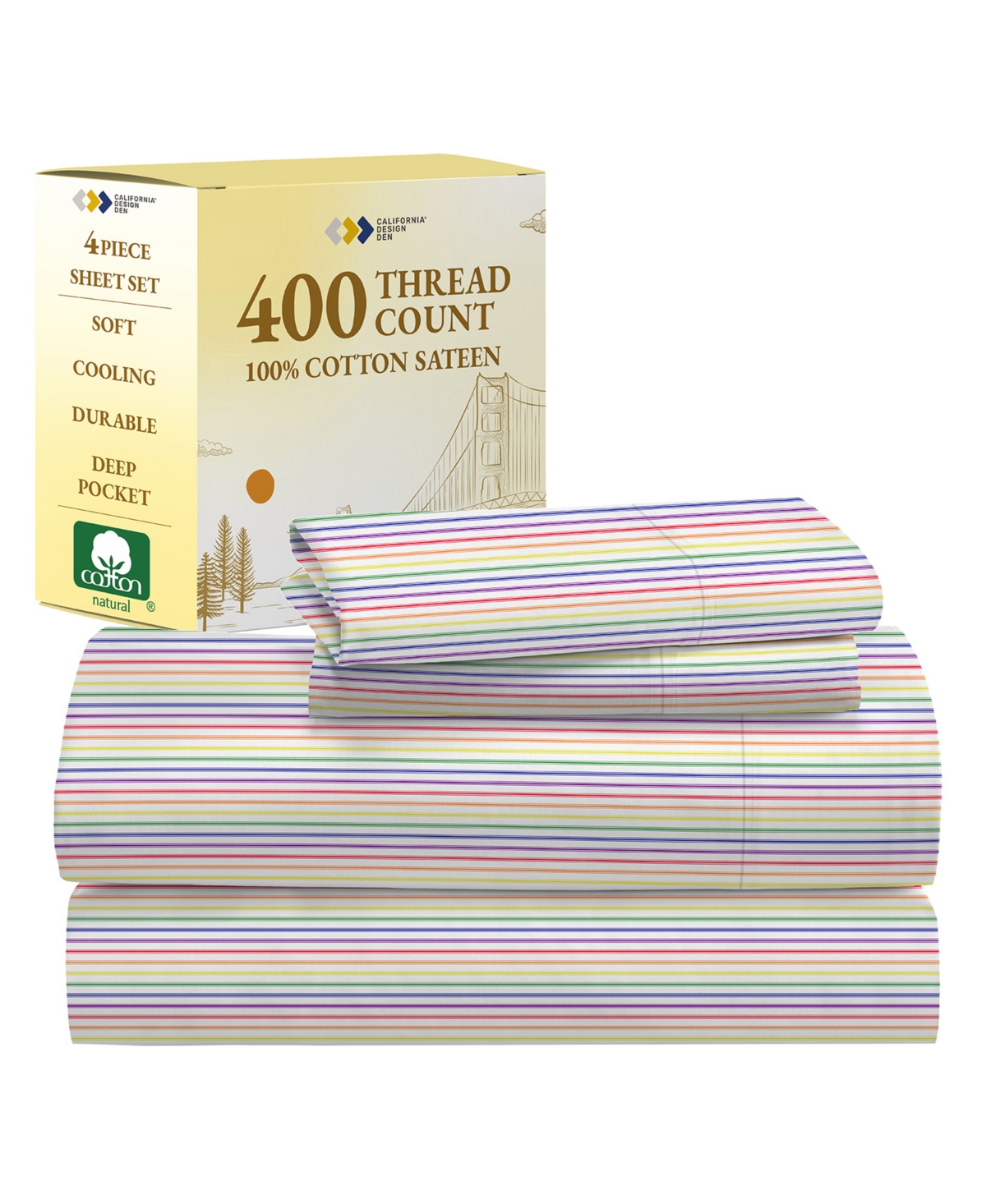 Click here for 400 Thread Count 100 Cotton Printed Sheet Set - Ca... prices