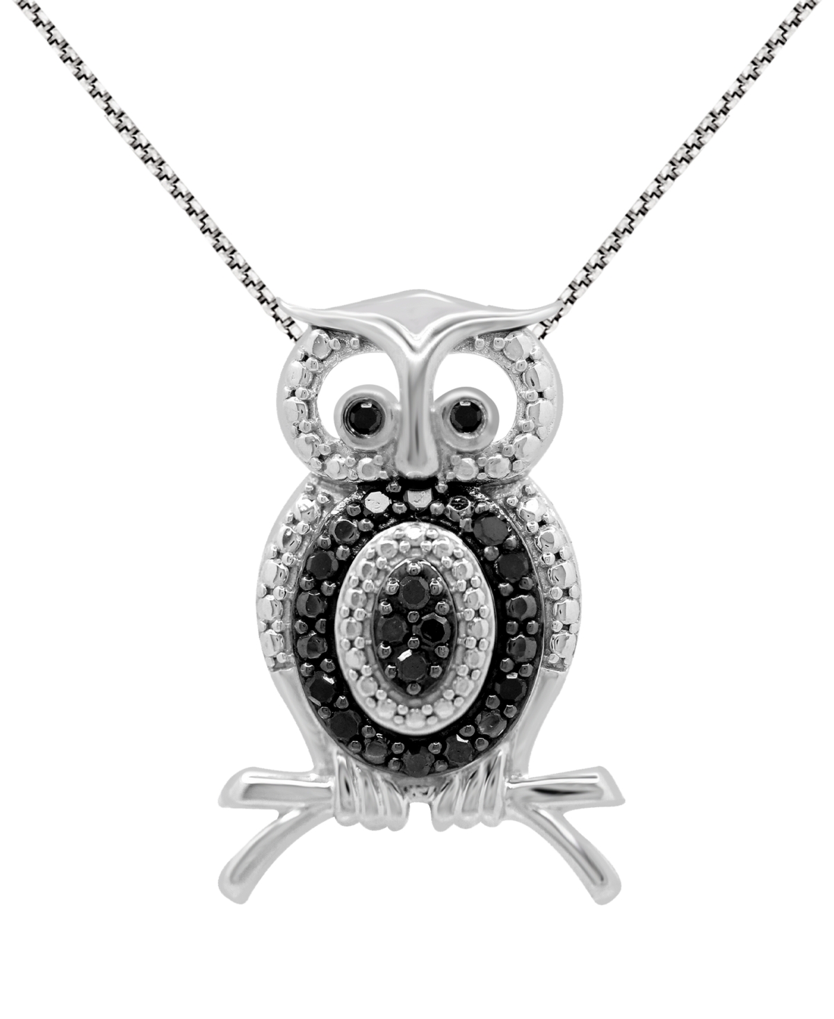 Click here for Black Diamond Owl 18 Pendant Necklace (1/6 ct. t.w... prices