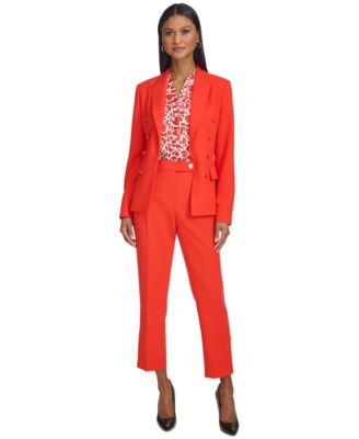 Click here for Karl Lagerfeld Womens Peak Lapel Jacket V Neck Ruf... prices