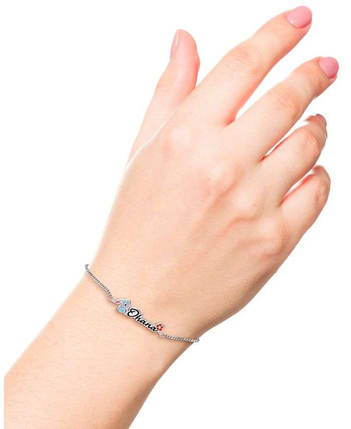 Disney Lilo and Stitch Silver Plated Ohana Lariat Bracelet - Macy's