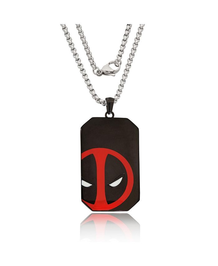 Marvel Deadpool Stainless Steel (316L) Pendant, 22'' Box Chain - Macy's