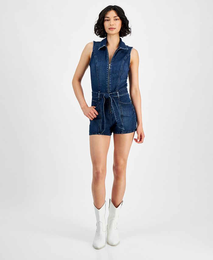 GUESS Women's Kimora Denim Romper - Macy's