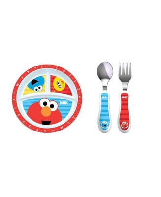 NUK Toddler Sesame Street Plate with Sesame Street Dinnerware Utensil ...