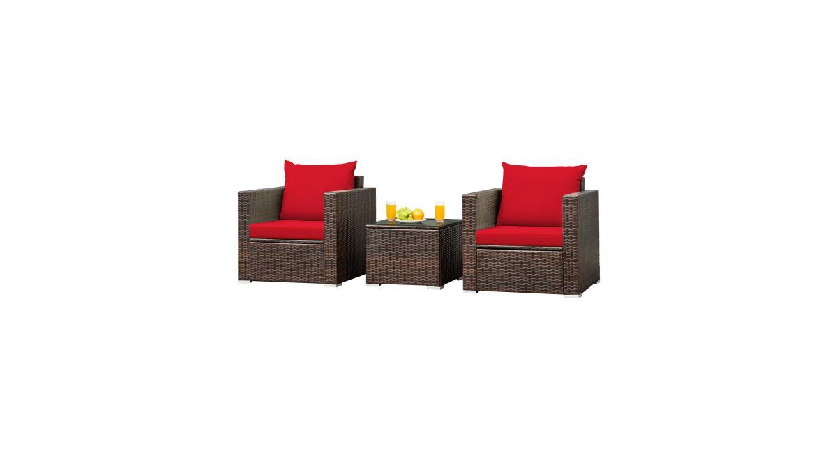 Click here for Slickblue 3 Pcs Patio Conversation Rattan Furnitur... prices