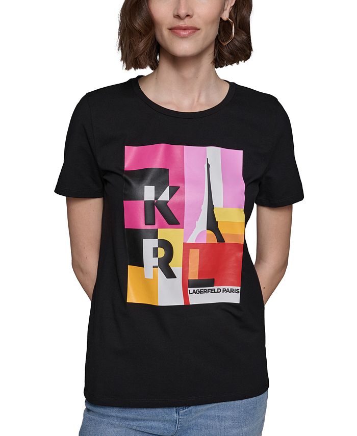 KARL LAGERFELD PARIS Women's Karl Block Eiffel Tee - Macy's