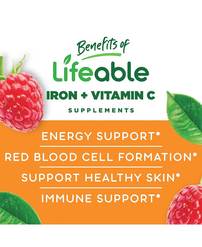 Lifeable Iron 20 mg with Vitamin C Gummies - Healthy Iron Levels ...