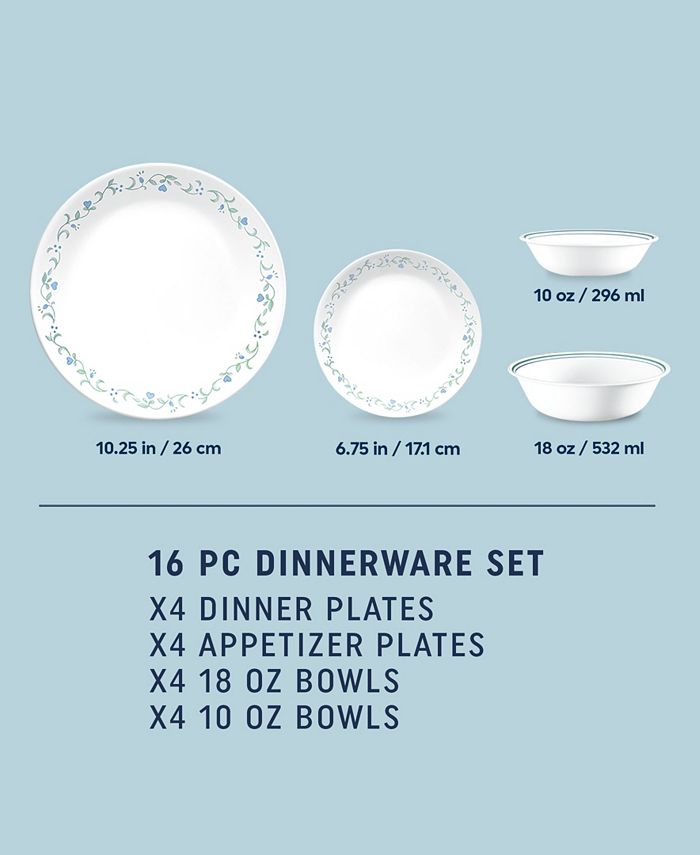 Corelle Country Cottage 16 Pc. Dinnerware Set, Service for 4 - Macy's