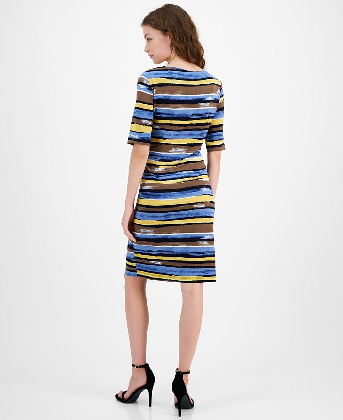 Connected Women's Overlapping Striped Sheath Dress - Macy's