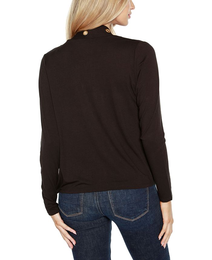 Belldini Women's Grommet Detail Cropped Knit Cardigan - Macy's