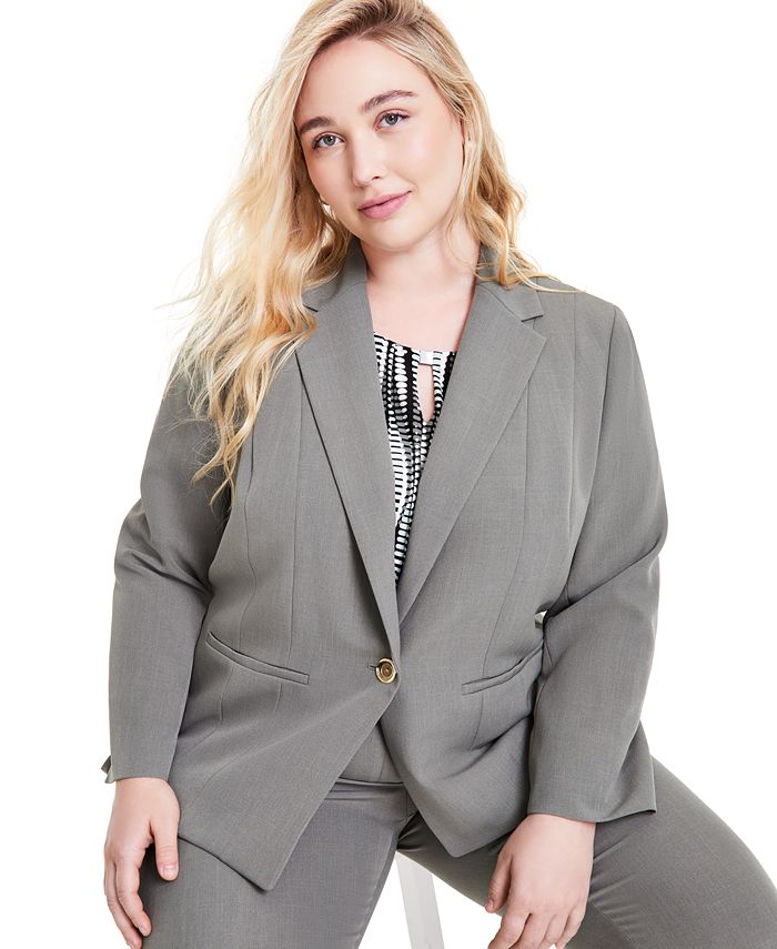 Kasper Plus Size One-Button Blazer - Macy's