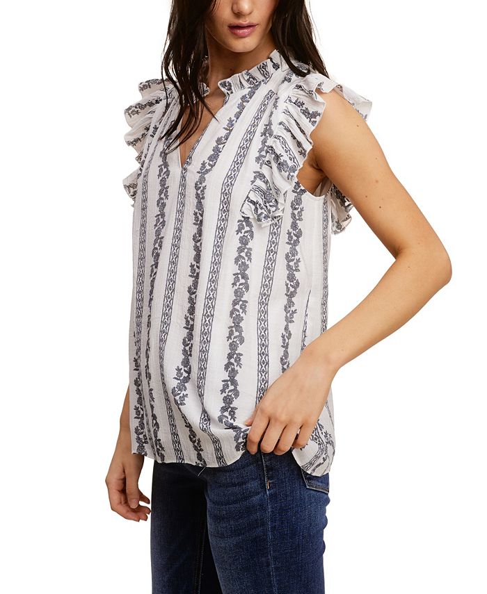 Fever Printed Leno Gauze Flutter SLV Top - Macy's