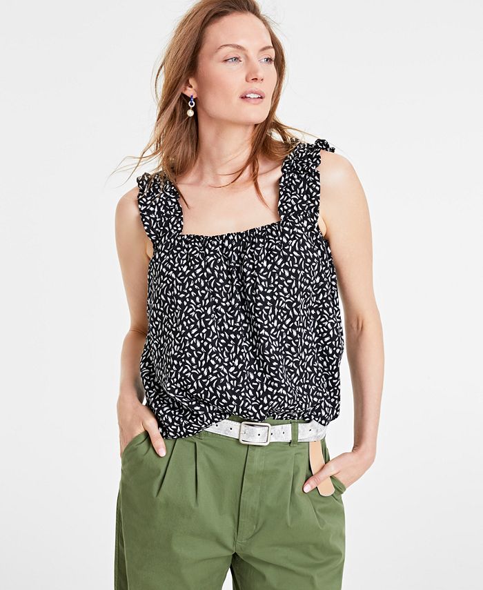 On 34th Women's Garden-Print Ruffled Tank Top, Created for Macy's - Macy's