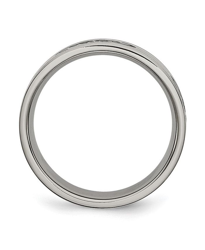 Chisel Titanium Brushed Black Rubber Design Ridged Edge Band Ring - Macy's