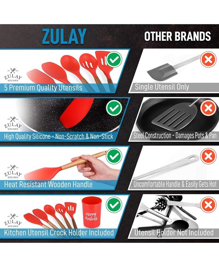 Zulay Kitchen Christmas Silicone Spatula with Utensil Holder - Macy's