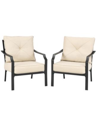 SUGIFT 2 Pieces Patio Dining Set with Padded Cushions Armrest Steel ...