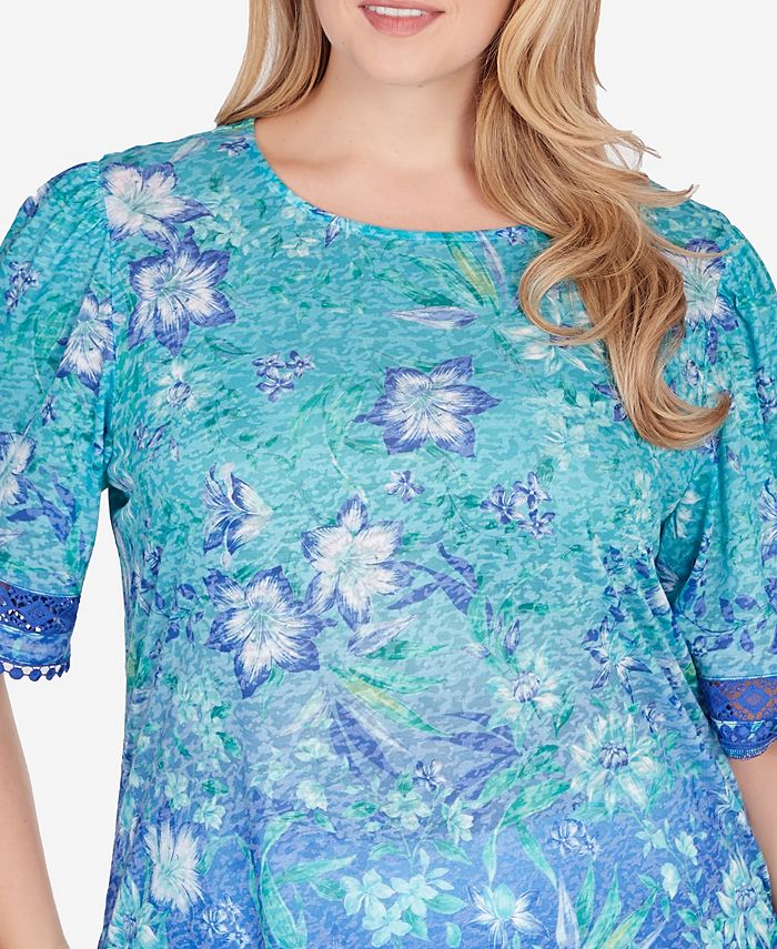 Ruby Rd. Plus Size Ombre Bali Floral Top - Macy's