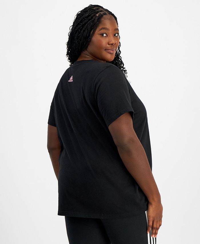 adidas Plus Size Graphic Linear Logo Cotton T-Shirt - Macy's