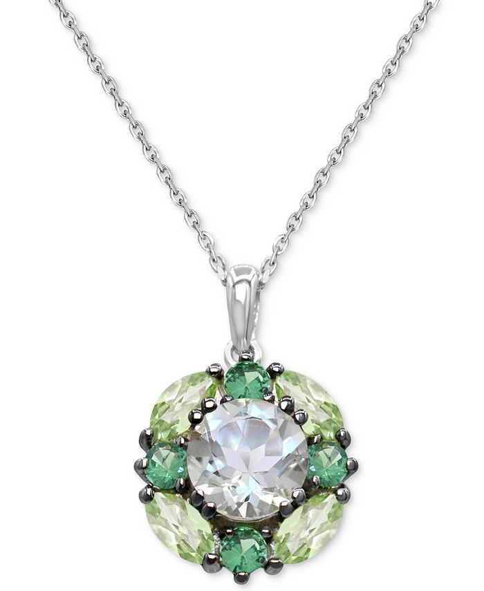 Macy's Multi-Gemstone Cluster Pendant Necklace (3-1/2 ct. t.w.) in ...