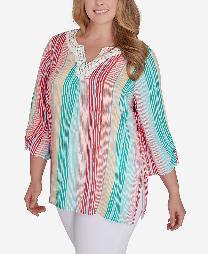 Ruby Rd. Plus Size Wavy Metallic Stripe Top - Macy's