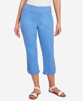 Ruby Rd. Petite Pull-On Stretch Frayed Hem Denim Capri - Macy's