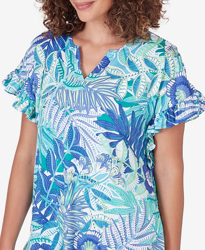 Ruby Rd. Petite Rainforest Floral Short Sleeve Top - Macy's