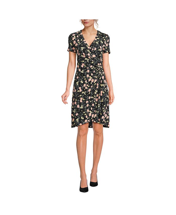 Lands' End Petite Gathered Waist Short Sleeve Dress - Macy's