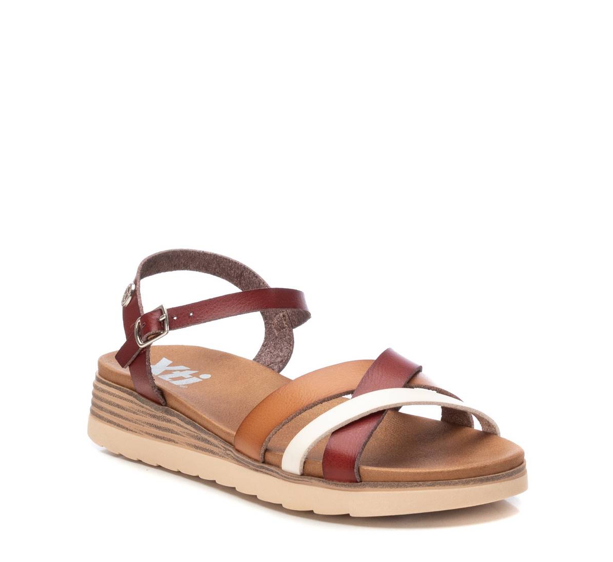 Click here for Womens Low Wedge Strappy Sandals By Xti - Camel prices