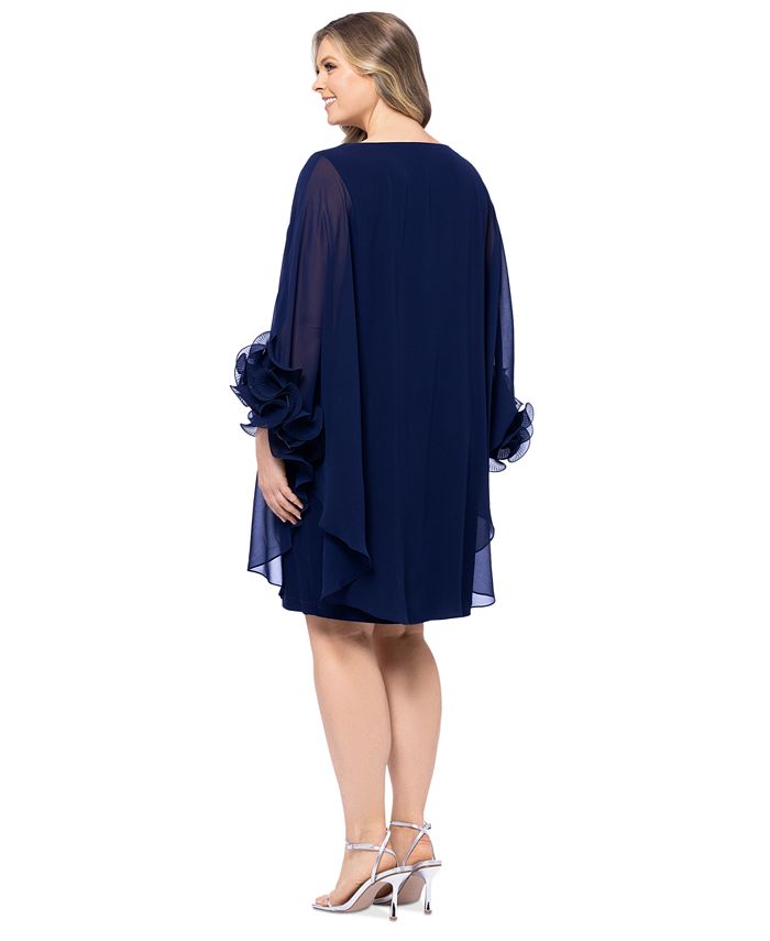 XSCAPE Plus Size Ruffle-Cuff Batwing-Sleeve Dress - Macy's