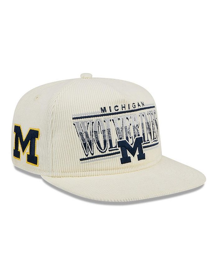 New Era Men's White Michigan Wolverines Throwback Golfer Corduroy ...