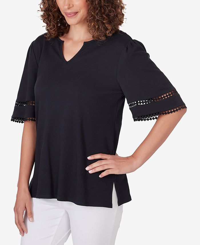 Ruby Rd. Petite Short Sleeve Interlock Knit Top - Macy's