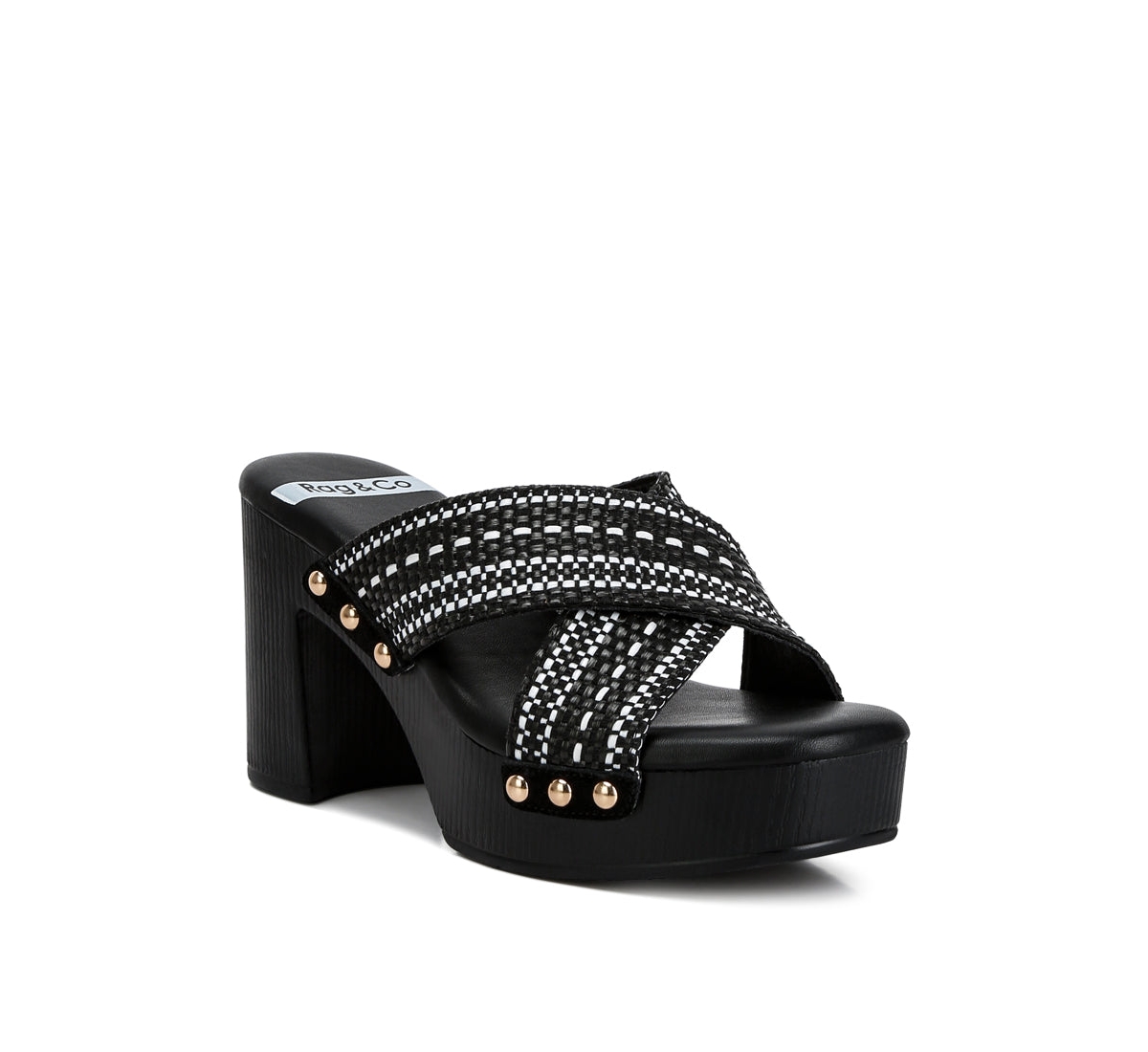 Click here for Finley Raffia High Block Heel Mules Women - Black prices