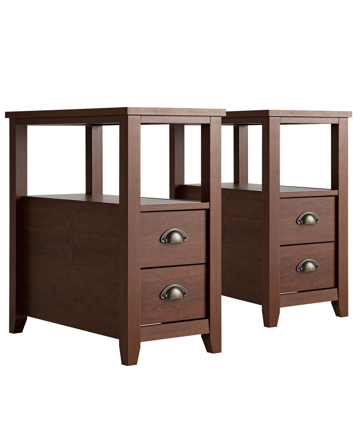 Click here for Slickblue Set of 2 End Table Wooden with 2 Drawer... prices