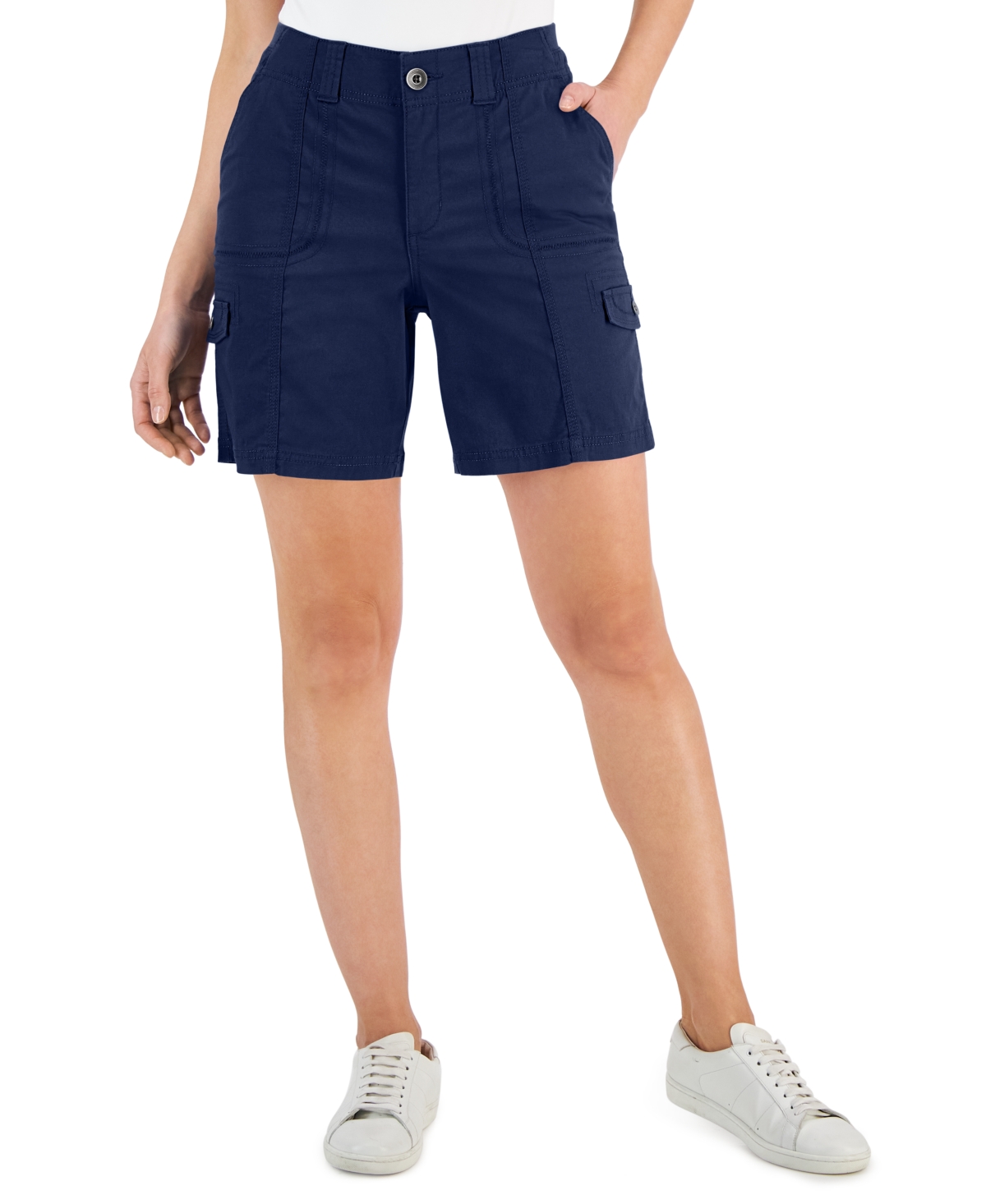 Click here for Style & Co Womens Mid-Rise Comfort-Waist Cargo Sho... prices