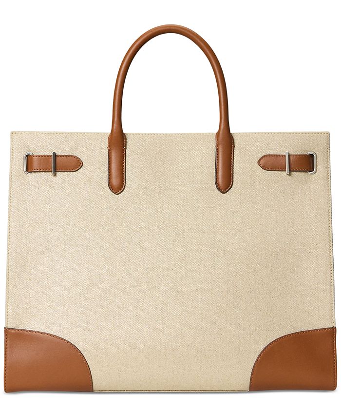 Lauren Ralph Lauren Metallic Canvas Extra-Large Devyn Tote Bag - Macy's