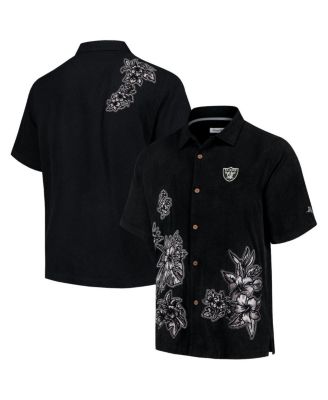 Tommy Bahama Mens Black Las Vegas Raiders Sport Hibiscus Camp Button