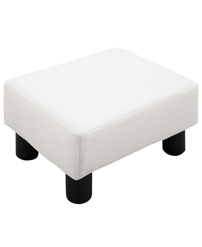 HOMCOM Modern Small Ottoman Footrest PU Leather Footstool Rectangular ...