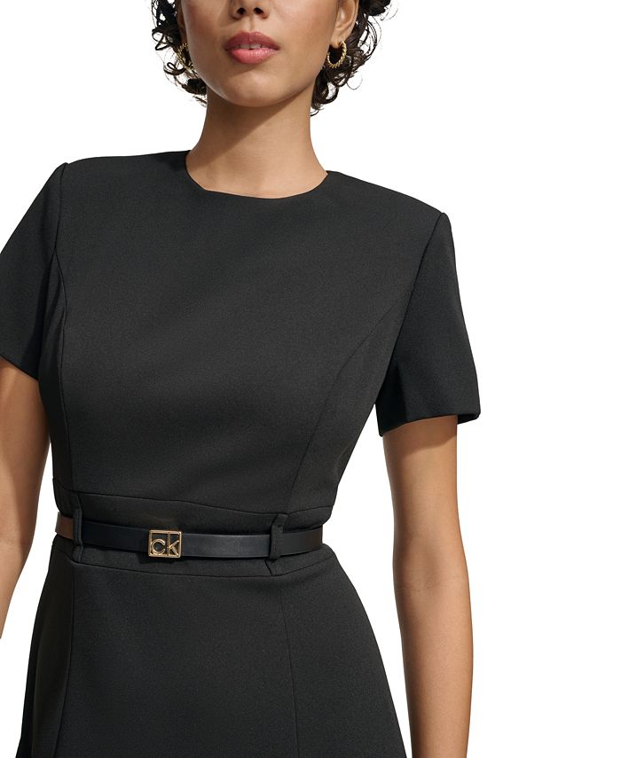Calvin Klein Womens Belted Fit And Flare Midi Dress Macys