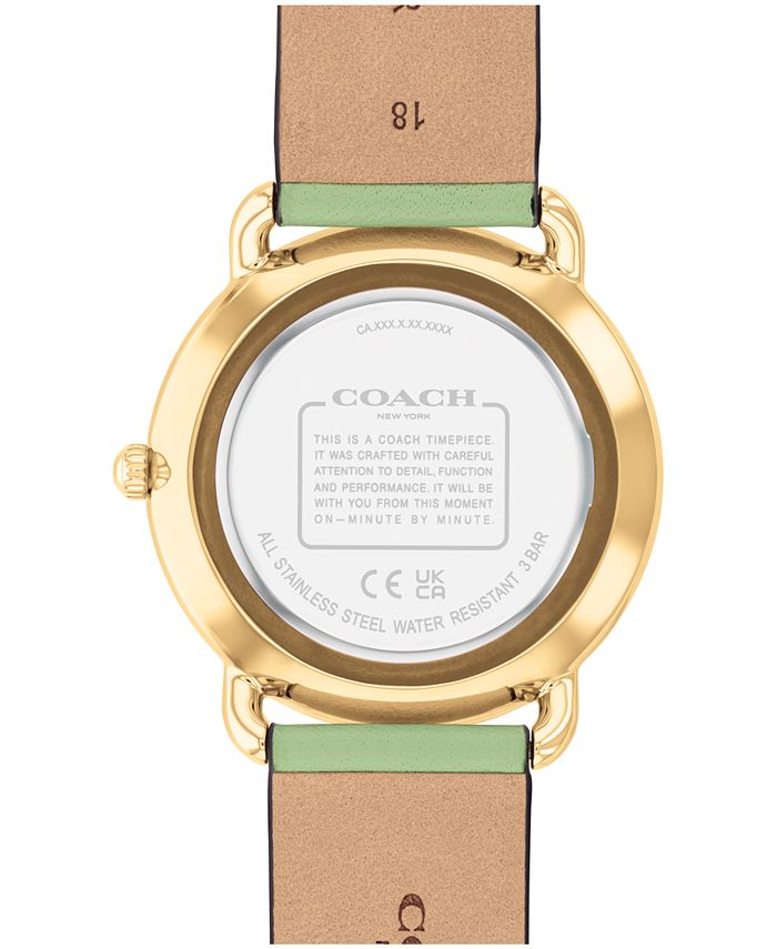 COACH Women's Elliot Green Leather Watch 36mm - Macy's