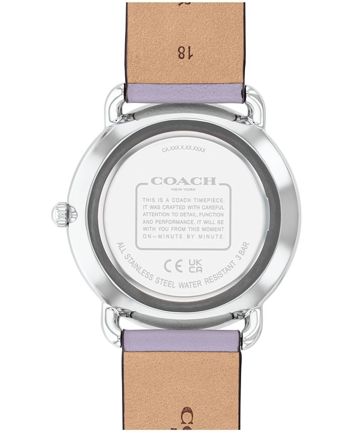 COACH Women's Elliot Purple Leather Watch 36mm - Macy's