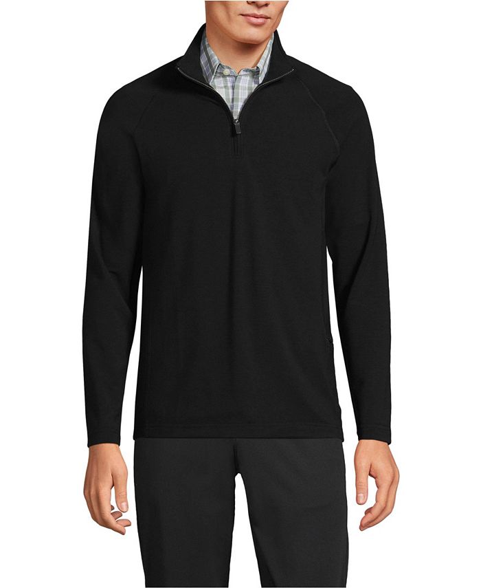 Lands' End Men's Long Sleeve Raglan Social Active Quarter Zip - Macy's