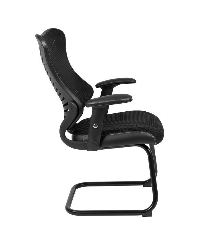 EMMA+OLIVER Designer Mesh Sled Base Side Reception Chair With ...