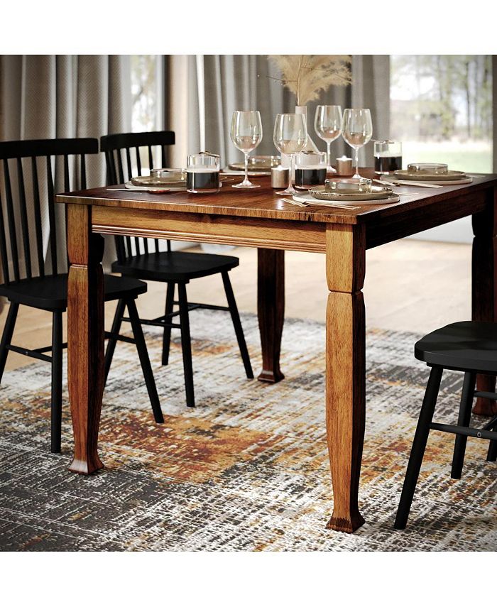 MERRICK LANE Finnley Wooden Dining Table With Sculpted Legs - Macy's