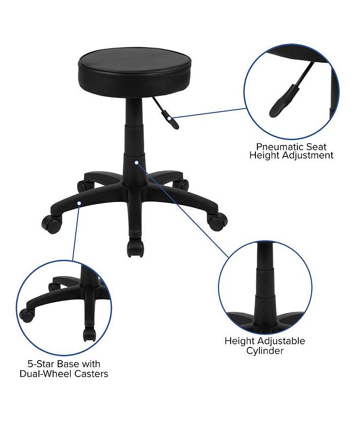 EMMA+OLIVER Adjustable Doctors Stool On Wheels With Ergonomic Molded ...