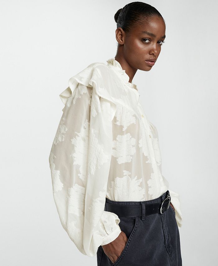 MANGO Women's Floral Embroidery Blouse - Macy's