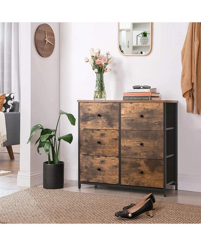 Slickblue Rustic Brown Chest Of Drawers With Fabric Drawers - Macy's