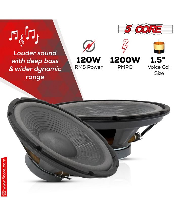 5 Core 12 Inch Subwoofer Speaker 1200W Peak 8 Ohm DJ Replacement Bass ...