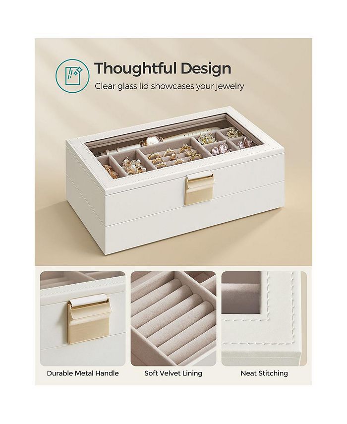 Slickblue Stackable Jewelry Box, Drawer Jewelry Organizer, with Glass ...