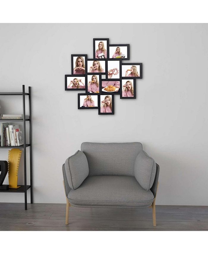 Slickblue Collage Picture Frames For 12 Photos In 4 X 6 Inches, Wall- Mounted Multiple Picture ...